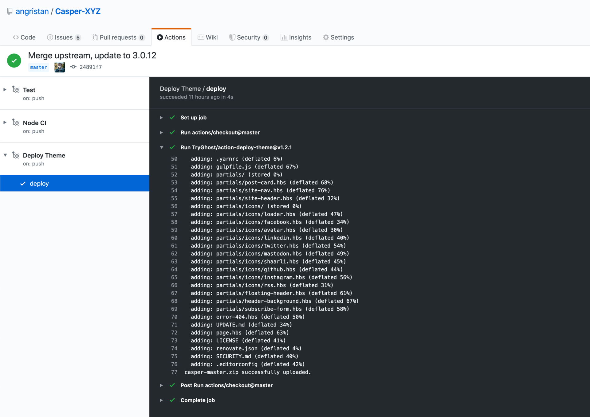 Deploying a Ghost theme with GitHub actions - Stan's blog