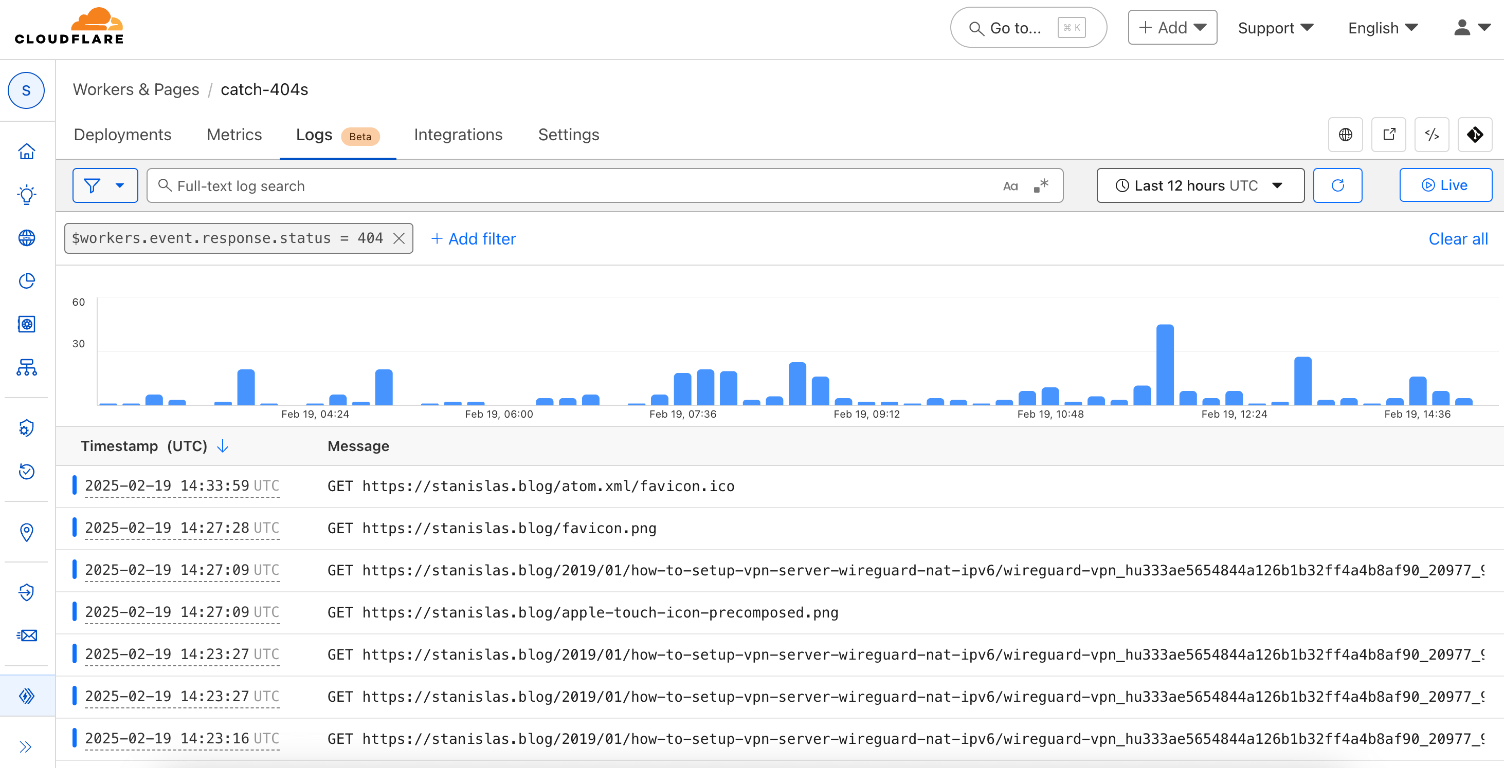 Logging 404s on a Cloudflare Pages website with a Cloudflare Worker · Stan's blog